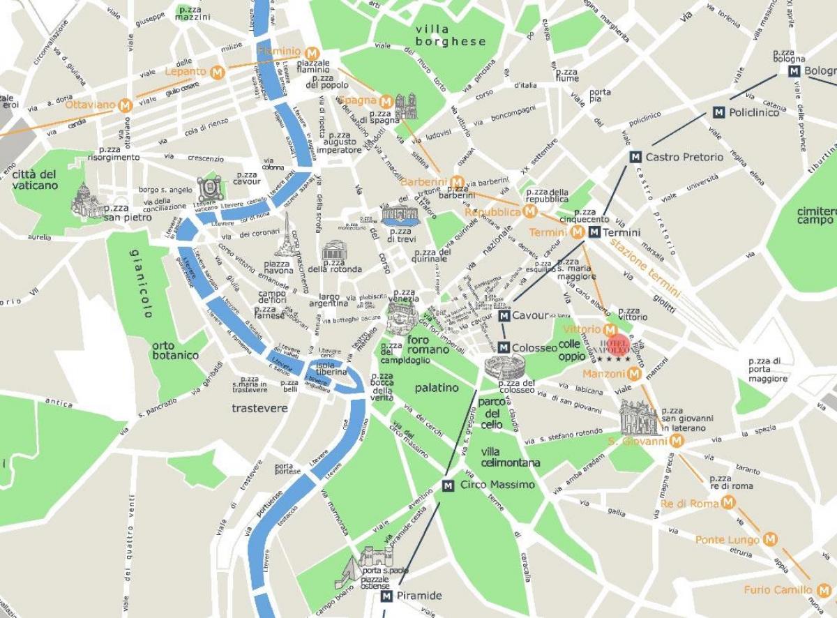Rome carte centre-ville - plan du centre de Rome (Lazio - Italie)